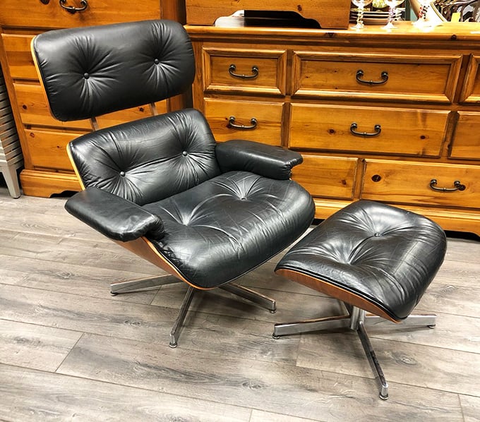 The holy grail of mid-century modern: an Eames-style lounge chair and ottoman. It's not just furniture&mdash;it's a statement that says, "Yes, I have excellent taste."