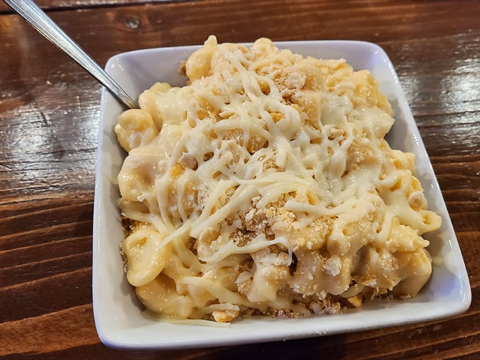 Mac and cheese that achieves that perfect balance between childhood nostalgia and grown-up indulgence. Comfort in a bowl.