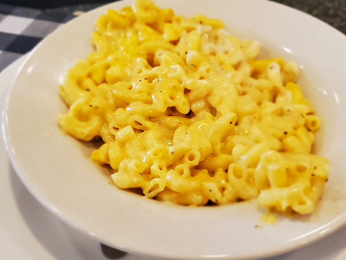 Mac and cheese that glows with cheesy promise. This isn't that neon stuff from a box&mdash;it's the real deal that makes adults fight over the last bite.