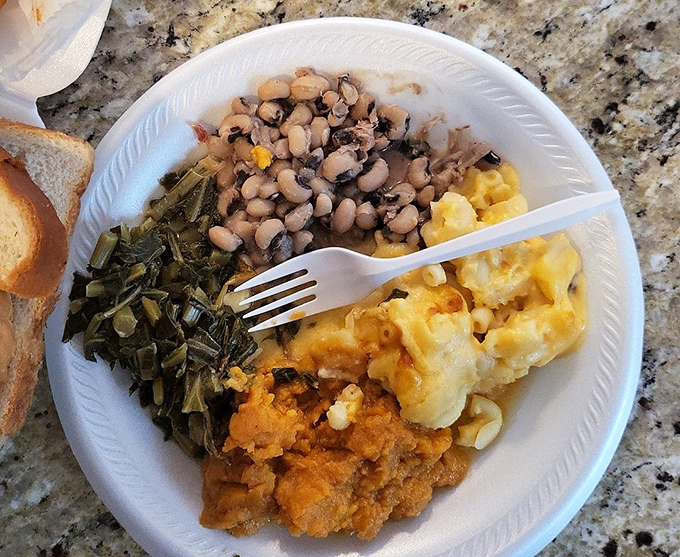 The holy trinity of sides: mac and cheese meets black-eyed peas in delicious, stick-to-your-ribs harmony.