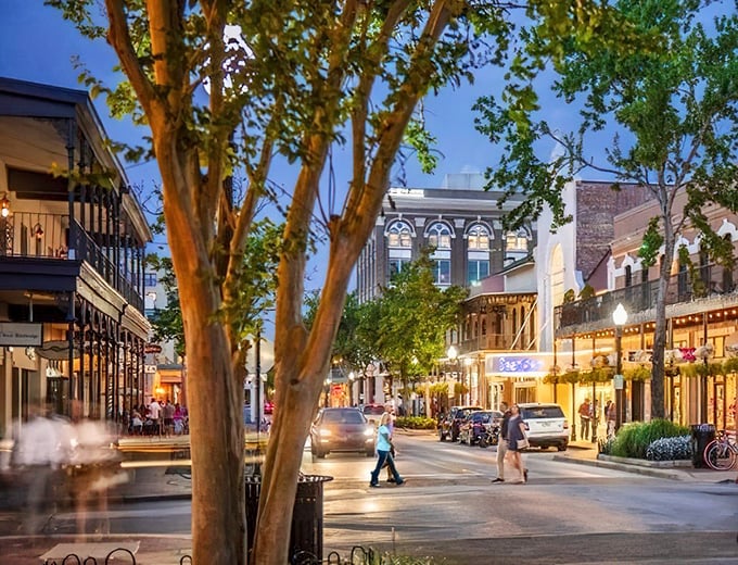 Evening strolls down Palafox Street feel like walking through a movie set, except the restaurants actually serve good food.