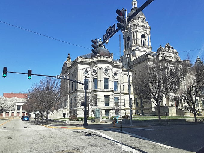 The majestic Vanderburgh County Courthouse dominates downtown with Beaux-Arts grandeur that whispers, "Yes, we have culture in Indiana."