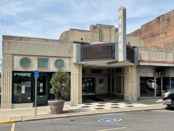 The Markay Theater's Art Deco facade whispers of Saturday matinees and first dates from decades past, still standing ready for your entertainment dollars.