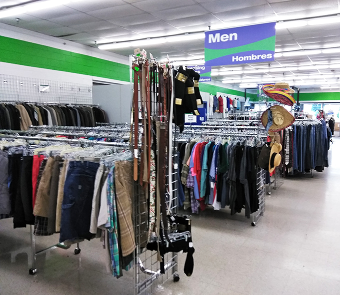 The men's department &ndash; where business casual meets vacation vibes, and yesterday's fashion becomes tomorrow's vintage find at a fraction of original cost.