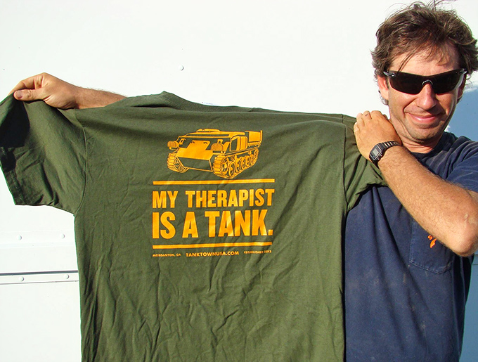 Tank therapy merchandise that speaks truth &ndash; sometimes the best counseling comes with treads.