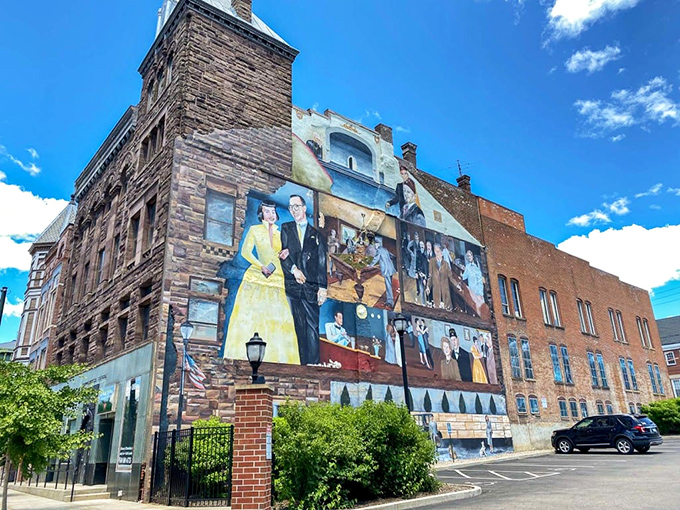 This vibrant mural celebrates Mount Vernon's cultural heritage, turning an ordinary brick wall into a community canvas that stops passersby in their tracks.