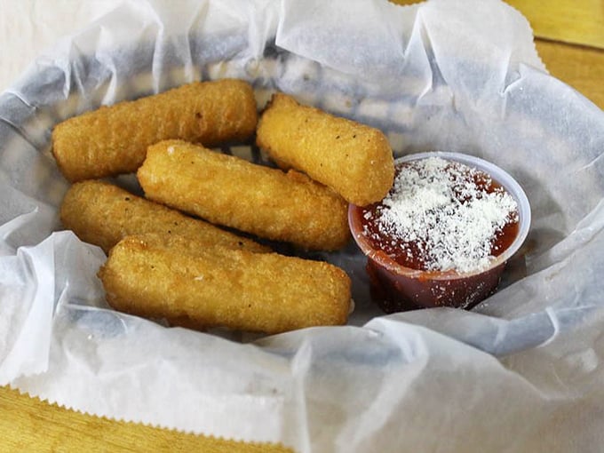 Mozzarella sticks: the adult version of string cheese that somehow tastes even better when dipped in marinara and chased with cold beer.