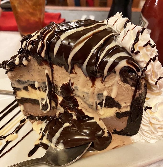 Lake Norman Mudd Pie: where chocolate, vanilla, and coffee ice cream unite in a dessert so good it should require a permission slip.