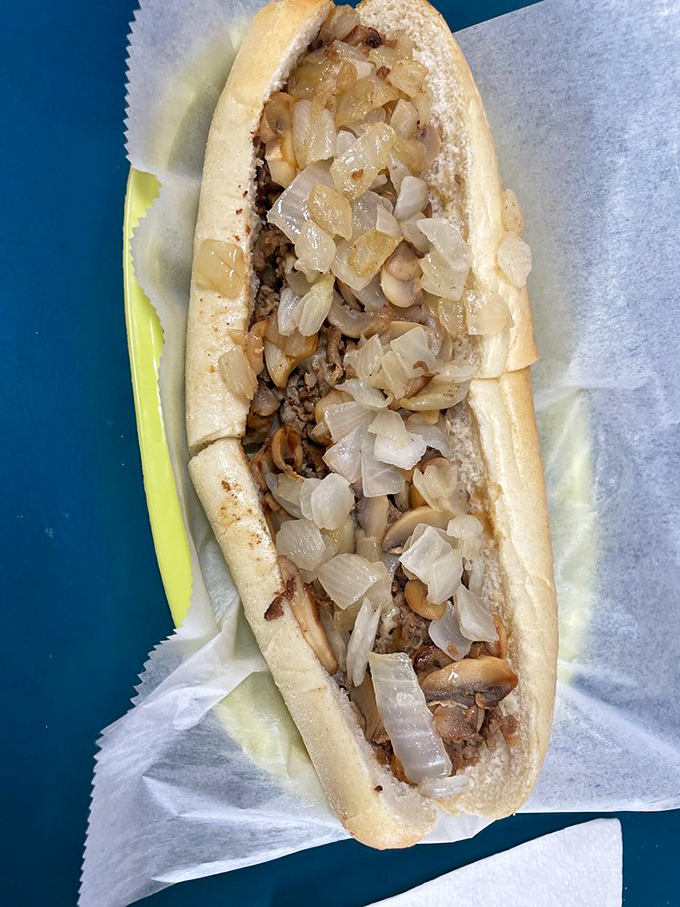 The mushroom cheesesteak&mdash;where fungi elevate beef from merely delicious to transcendent. Like finding an unexpected jazz solo in your favorite rock song.