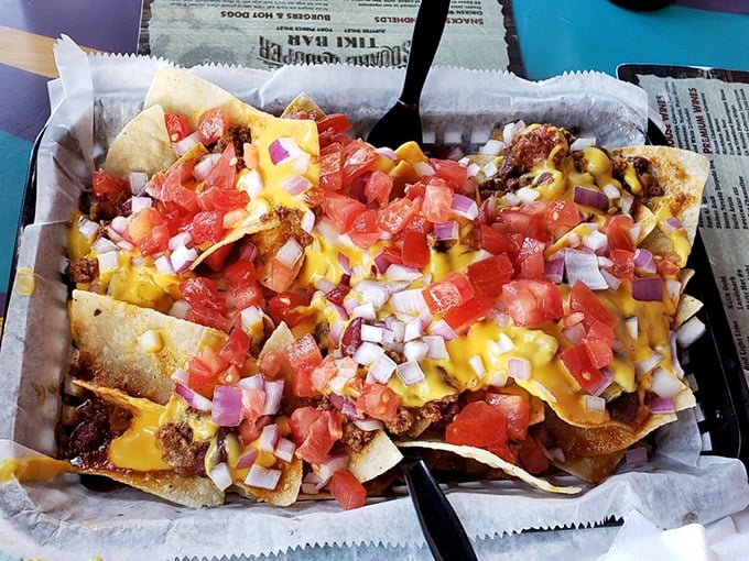 Nachos that aren't afraid to show off &ndash; loaded with enough toppings to make sharing both necessary and slightly disappointing.