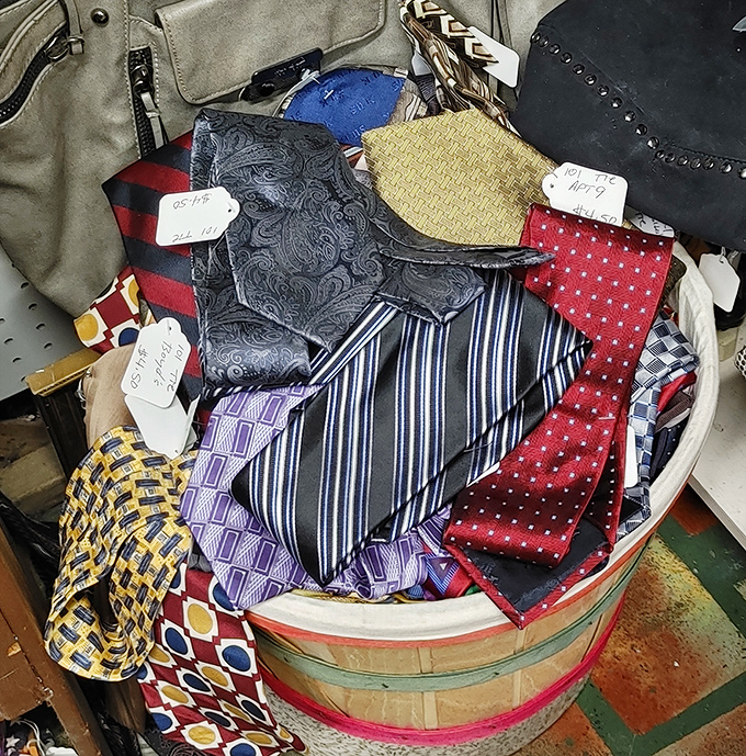 The barrel of ties contains a fashion time capsule spanning decades&mdash;from "Mad Men" skinny to "Miami Vice" wide and everything in between.