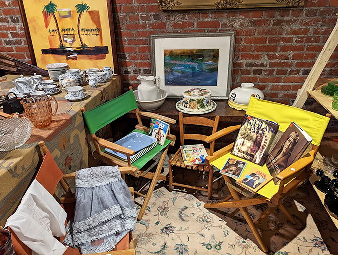 These chairs have supported more posteriors than a congressional hearing &ndash; paintings watching judgmentally since forever.