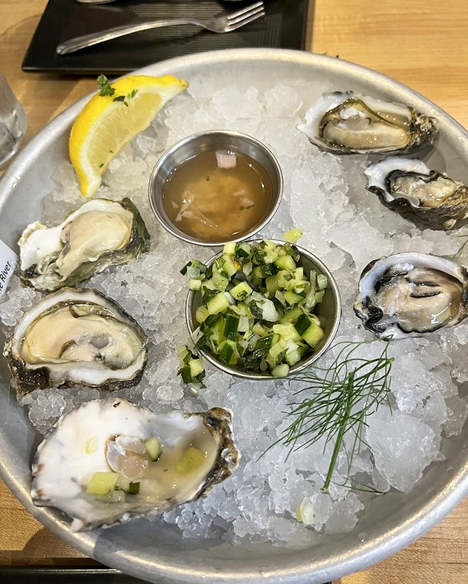 Oysters on ice with cucumber mignonette&mdash;nature's perfect appetizer. The ocean distilled into one perfect bite, with a squeeze of lemon for good measure.