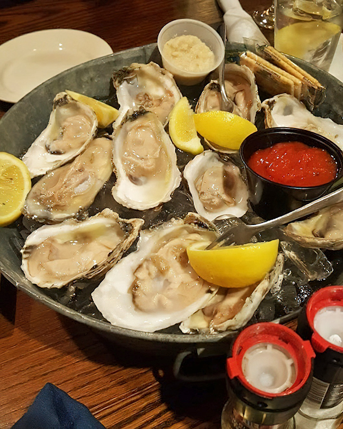 A dozen oysters on ice&mdash;nature's perfect appetizer and still cheaper than therapy for solving life's problems while pretending you're at a New England harbor. 