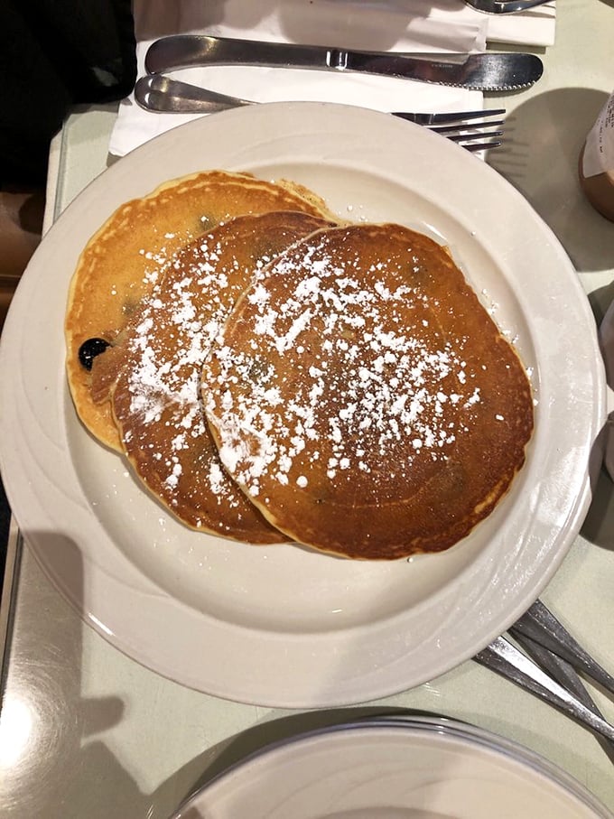Pancakes dusted with powdered sugar that look like they belong in the Breakfast Hall of Fame &ndash; fluffy enough to use as pillows.