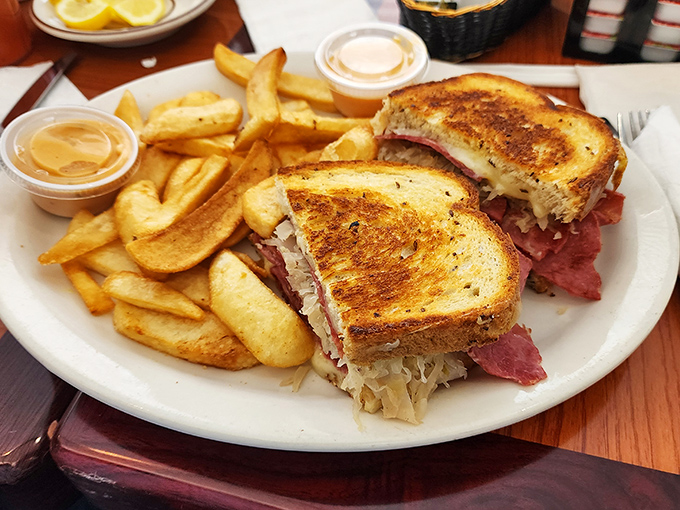 The Reuben sandwich&mdash;where sauerkraut, corned beef and Swiss cheese hold their delicious summit meeting on perfectly grilled rye.