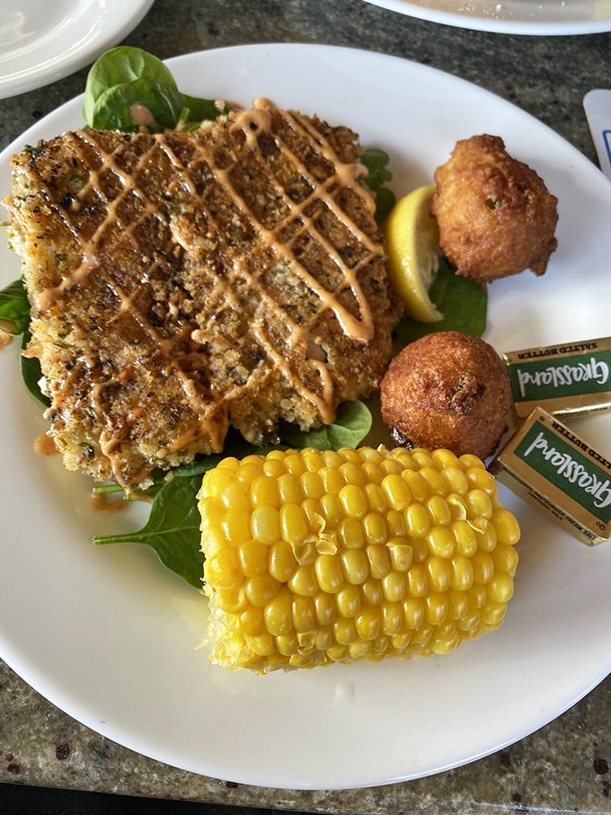 Pecan-crusted fish that would make a Southern grandmother proud, served with corn so sweet it could be dessert.