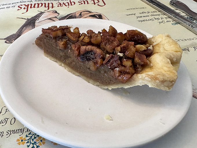 Pecan pie so rich it should come with its own tax bracket. That gooey center is what dessert dreams are made of.