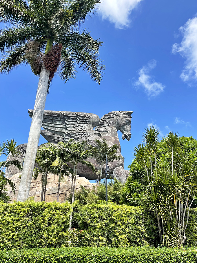 Majestic wings spread against tropical palms&mdash;where else but Florida would ancient Greek mythology feel so perfectly at home?