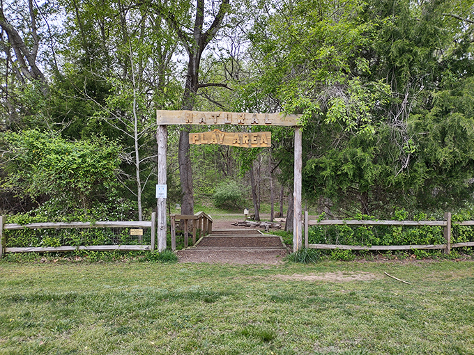 The play area entrance promises adventures that no video game can match. Kids enter as visitors and leave as explorers.