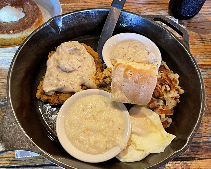 The Postmaster's Breakfast arrives in its own zip code &ndash; a cast iron skillet filled with enough sustenance to fuel your Smoky Mountain adventures.