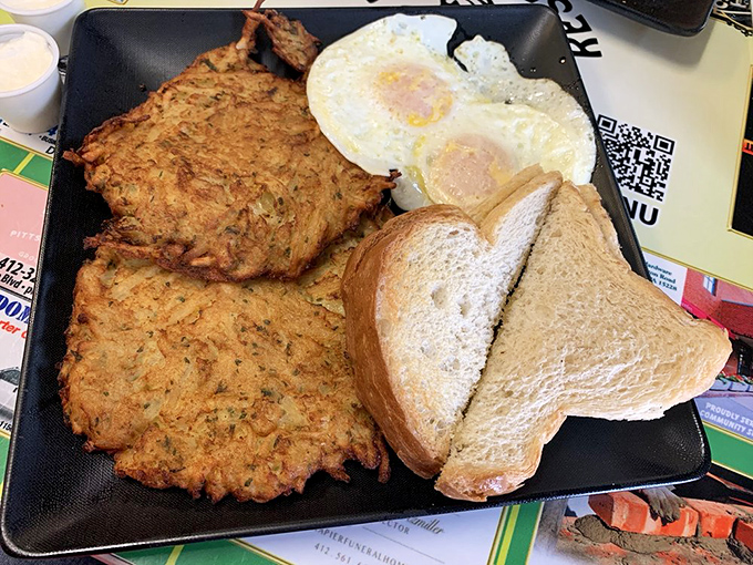 Behold the potato pancake breakfast &ndash; where crispy meets fluffy in a dance older than disco but twice as satisfying.