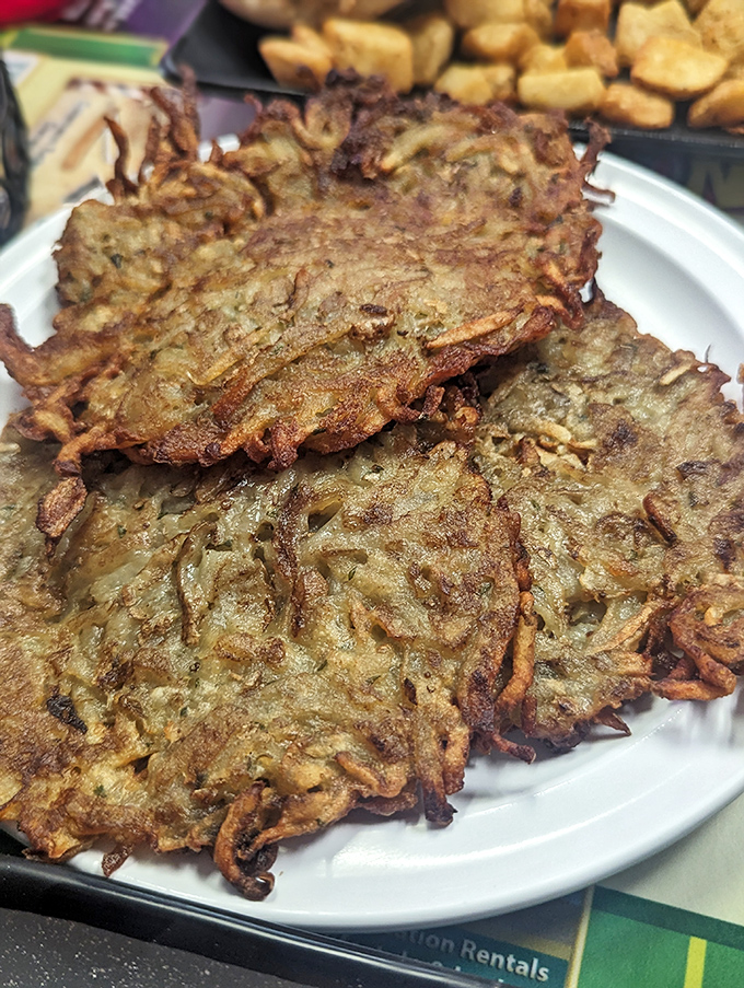 Potato pancakes with the perfect crispy-to-tender ratio &ndash; like hash browns that went to finishing school and came back with a PhD in deliciousness.