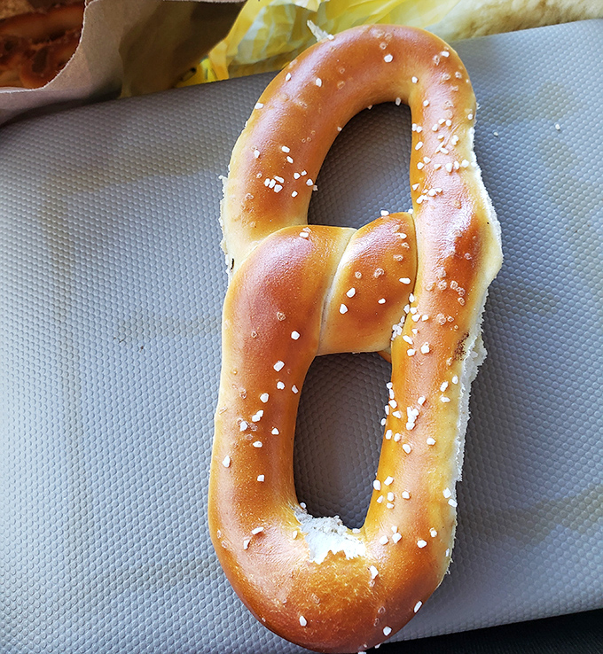 The pretzel that launched a thousand road trips. Golden-brown, salt-speckled perfection that makes you question why you ever settled for mall pretzels.