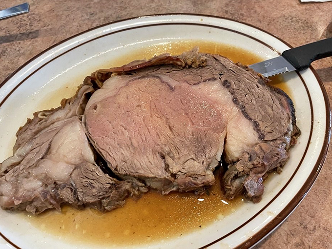 Prime rib so tender it practically surrenders to your fork. The au jus isn't just a sauce&mdash;it's liquid gold.
