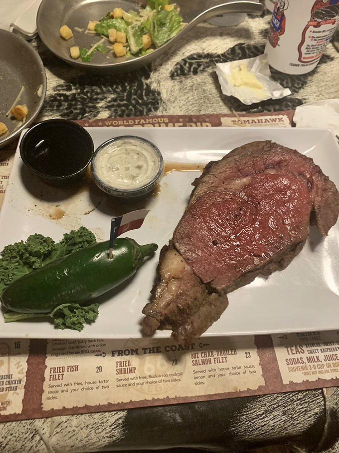 This isn't just a steak&mdash;it's a commitment. The jalape&ntilde;o stands guard like a spicy sentinel protecting a treasure of perfectly cooked beef. 