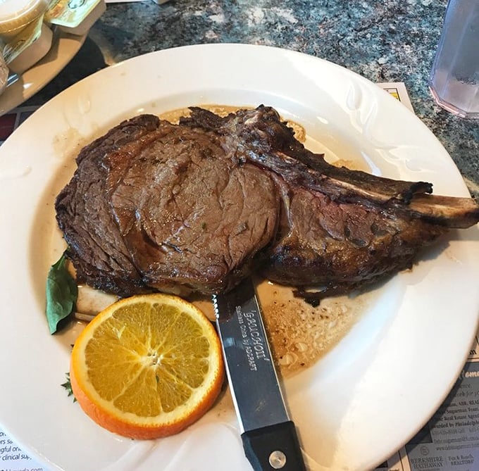 This isn't just prime rib—it's a carnivore's sonnet, complete with a supporting character of bright orange that cuts through the richness.