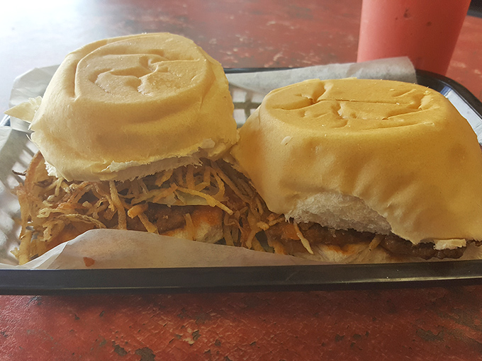 Two fritas side by side, like culinary twins showing off their potato-topped splendor. One is never enough&mdash;trust me on this.