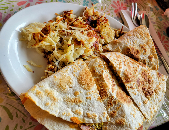 Quesadillas with hash browns? It's the breakfast-lunch mashup you didn't know you needed until this very moment.
