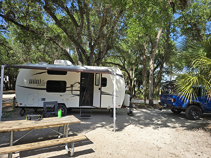Camping with conveniences: where you can experience wilderness by day and sleep on your own mattress by night.