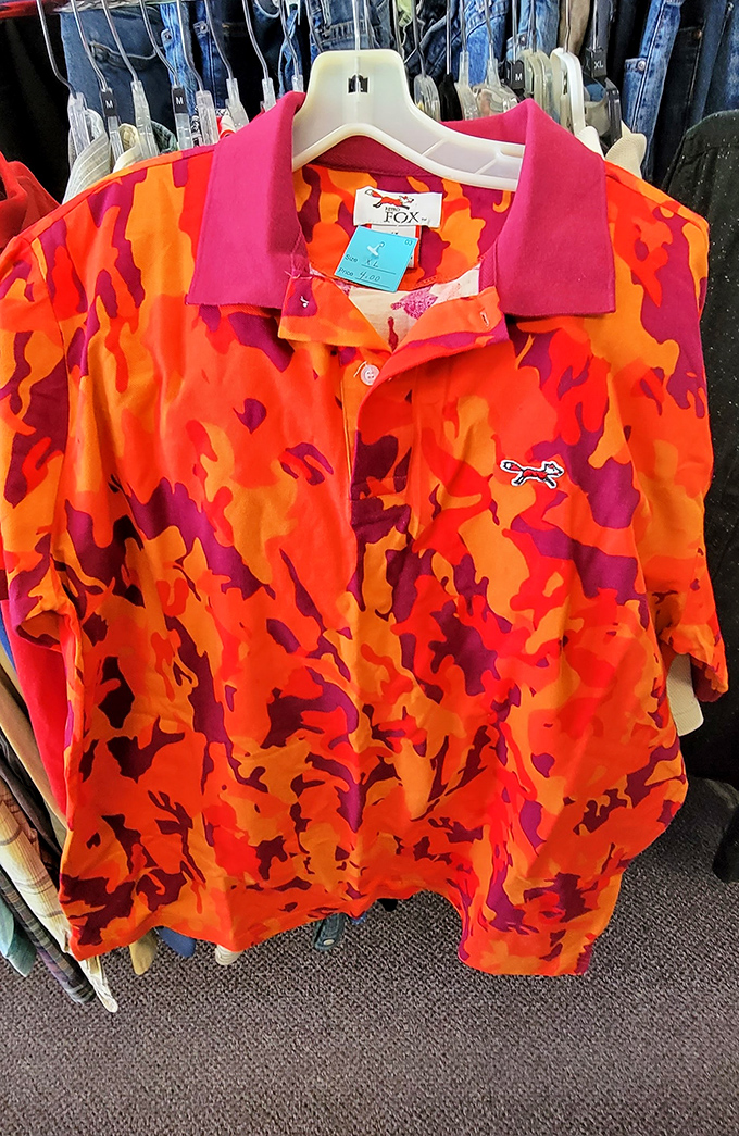 That vibrant Fox polo screams "I'm ready for either a wild safari or the world's most colorful business meeting."