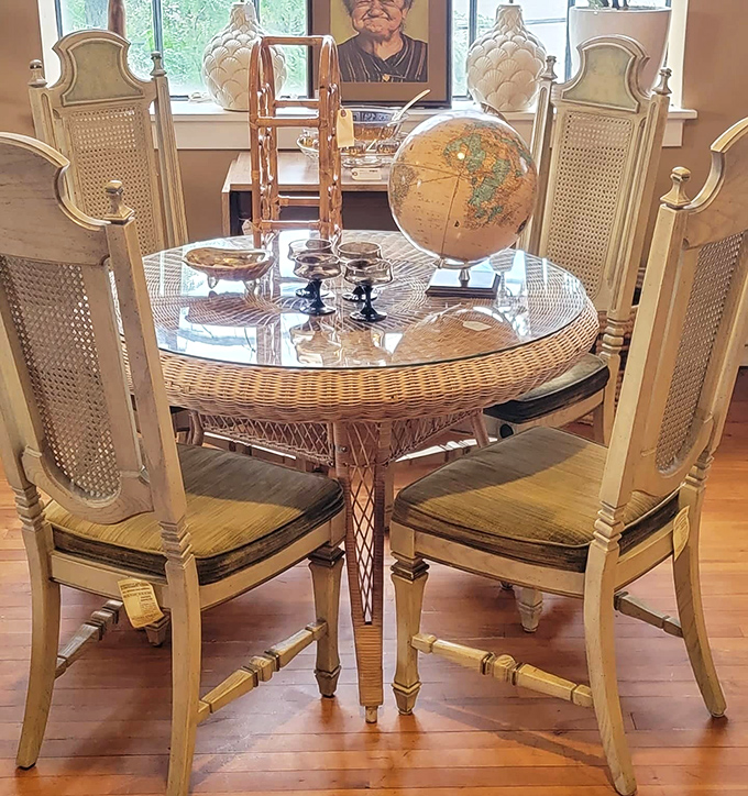 Imagine the dinner conversations this elegant rattan set has hosted&mdash;from Kennedy-era cocktails to modern family gatherings over takeout.