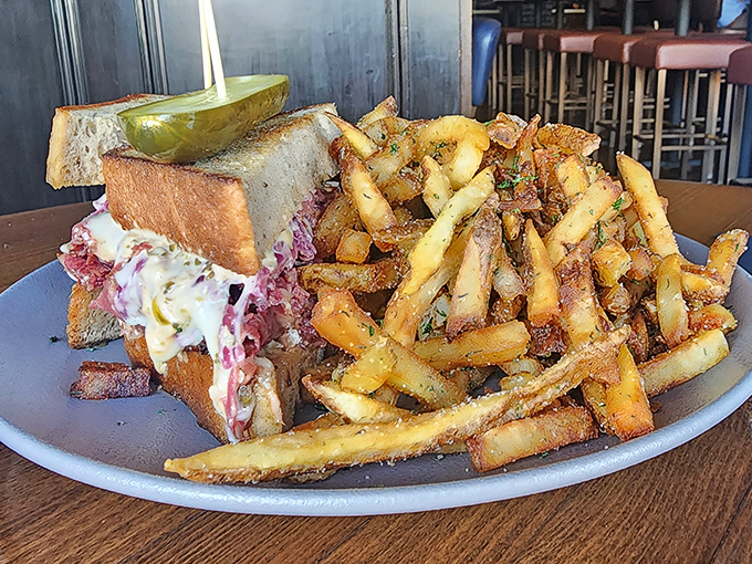 A Reuben that would make New York jealous, paired with truffle fries that could start their own cult following.