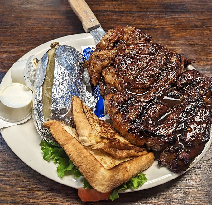 This ribeye proves that great coastal joints know their way around both surf AND turf perfection.