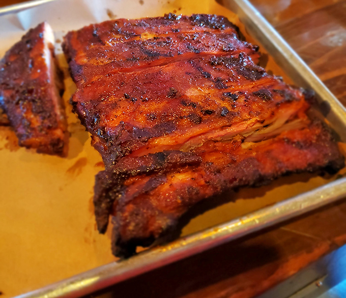 Ribs with a bark so beautiful they could make a vegetarian question their life choices. That color isn't just for show.
