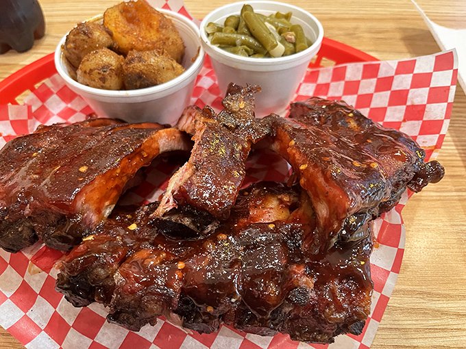 Ribs that make you forget your table manners. That glistening, smoke-kissed bark is nature's way of saying "today is going to be a good day."