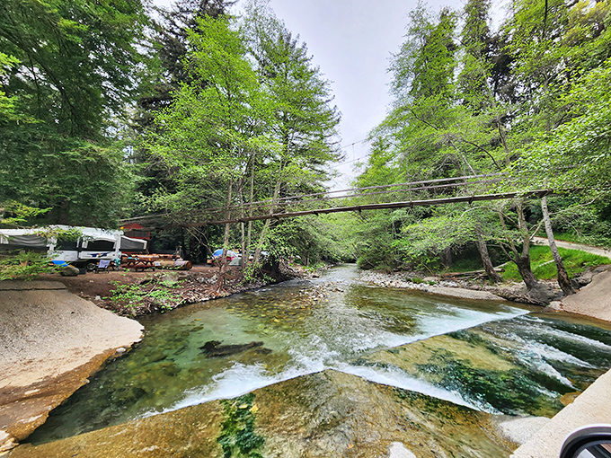 Crystal clear river waters create nature's own infinity pool. This tranquil swimming hole proves not all of California's best water features have chlorine in them.