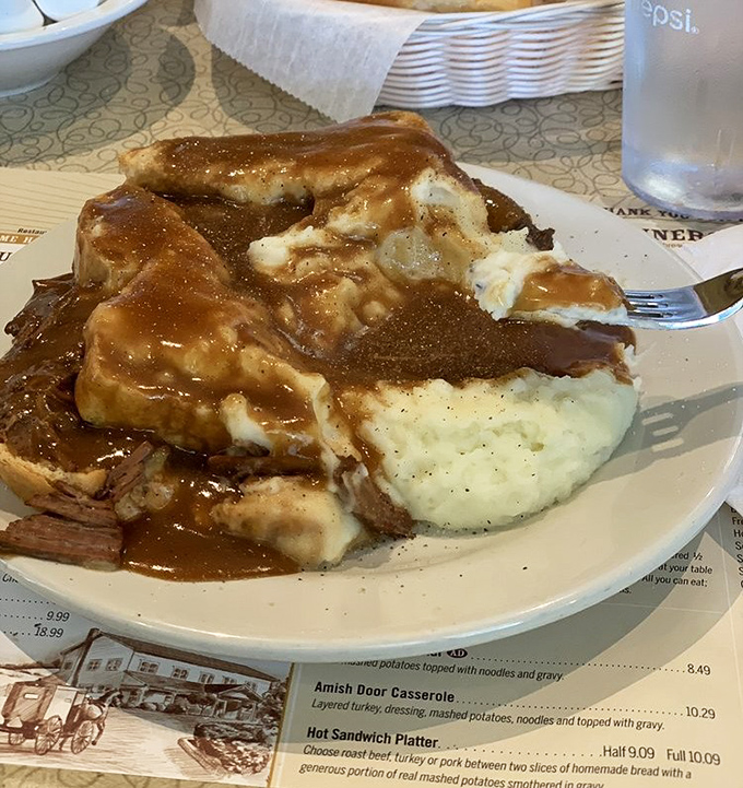 The hot roast beef platter doesn't just come with gravy&mdash;it practically bathes in it. This isn't a meal; it's a celebration of what happens when meat meets potatoes.