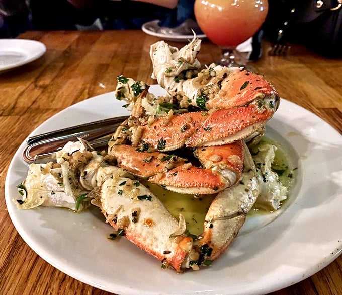 Garlic-roasted Dungeness crab&mdash;where butter meets sea treasure in a delicious rendezvous that requires both napkins and commitment.