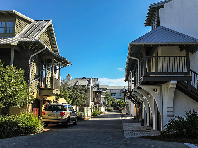 Hidden alleyways between homes create secret passages throughout town, like a sophisticated grown-up version of a childhood fort system.