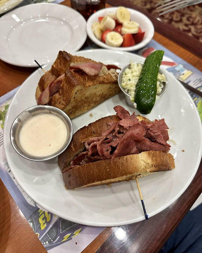 A Reuben sandwich that would make any New York deli owner tip their hat in respect.