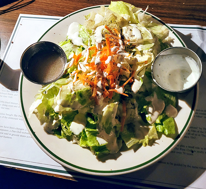 A classic steakhouse salad that knows its supporting role. Crisp, cool, and ready to prepare your palate for the main event.