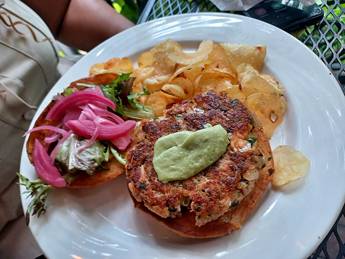 The salmon burger proves fish can party at breakfast too&mdash;fresh, flavorful, and surprisingly perfect for morning appetites.