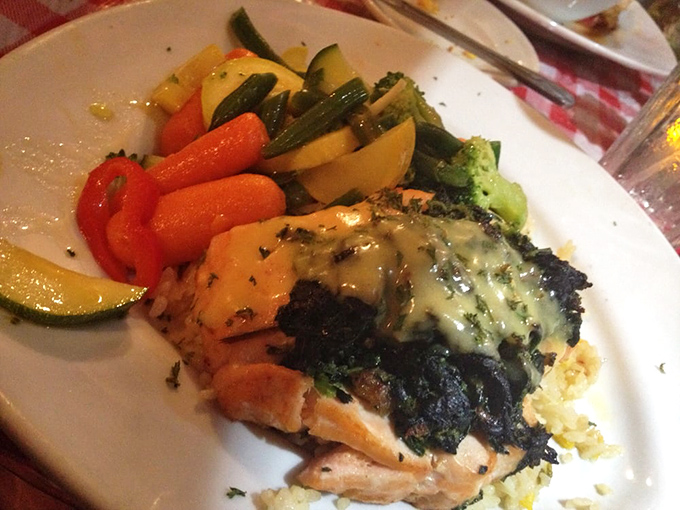 Salmon Rockefeller brings together fish and vegetables in a marriage so perfect it deserves its own reality show. "The Real Houseplates of Sarasota."