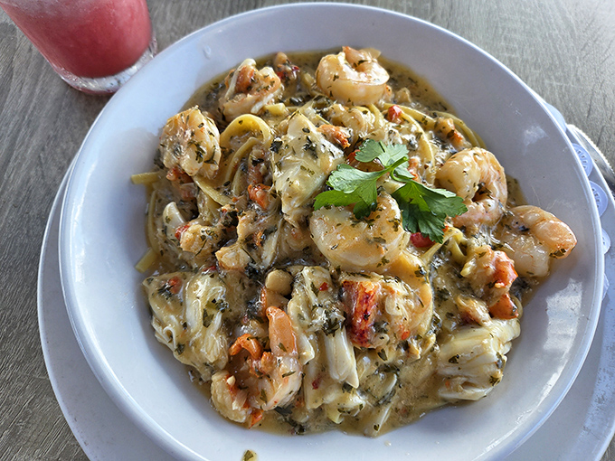Seafood pasta that doesn't skimp on the good stuff&mdash;this dish has more shrimp than an oceanic convention and twice the flavor.