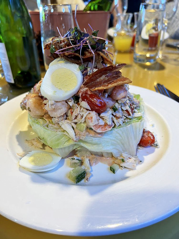 This seafood wedge salad stands tall and proud, like the Moshulu itself&mdash;a towering achievement of fresh ingredients that's practically architectural.